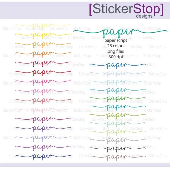Paper Script Icon Digital Clipart in Rainbow Colors - Instant download ...