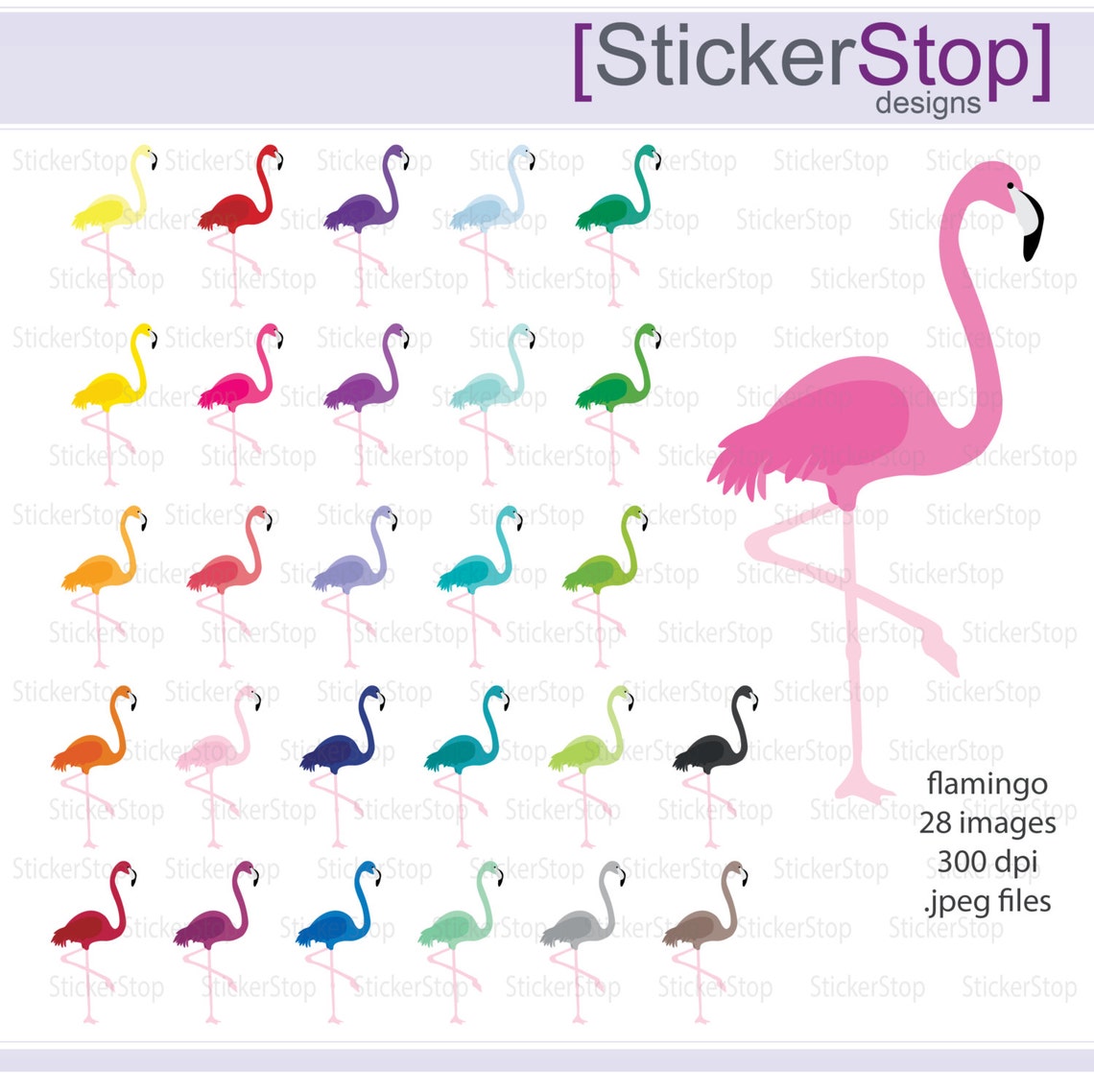 Flamingo Rainbow Digital Clipart Instant Download PNG Files - Etsy