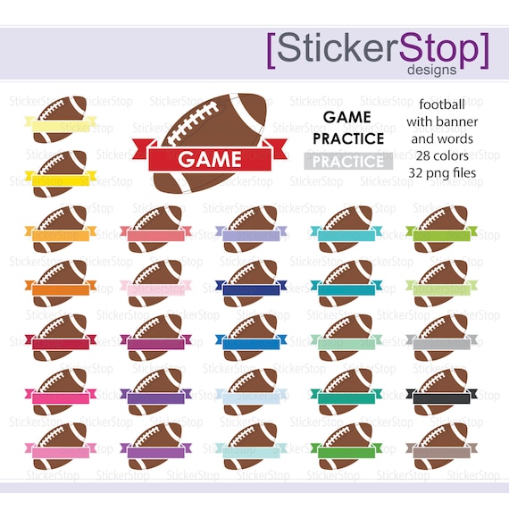Football Game and Practice Reminder Clipart 28 colors, PNG Digital ...