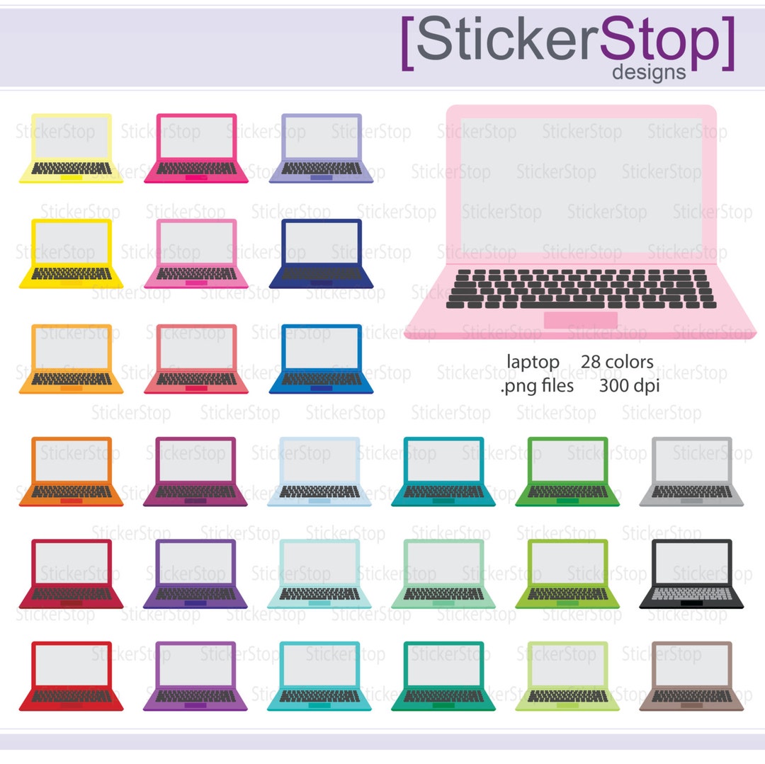 Computer Laptop Icon Digital Clipart in Rainbow Colors - Instant ...