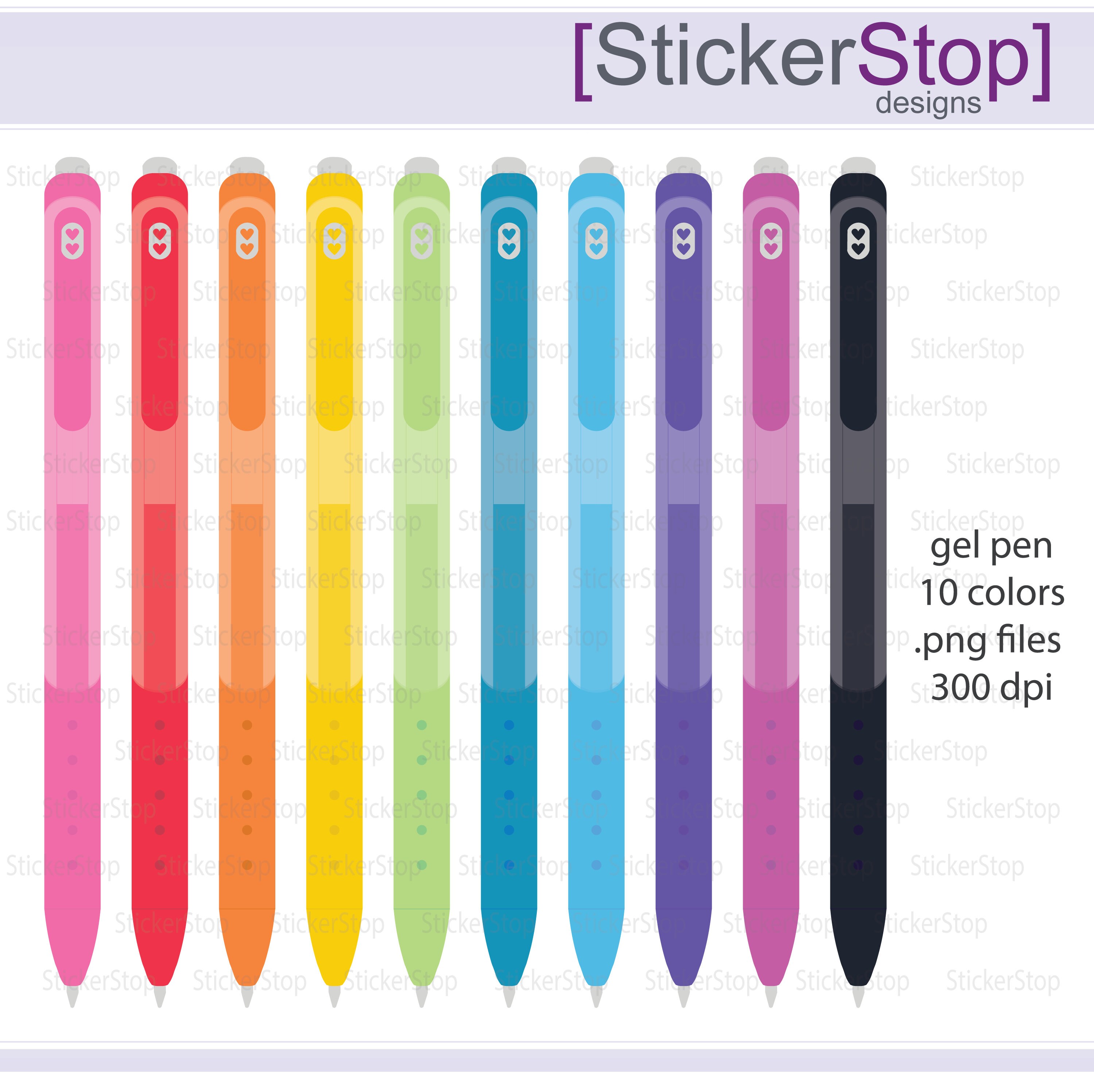 Gel Pen Icon Digital Clipart in Rainbow Colors - Instant Download PNG ...