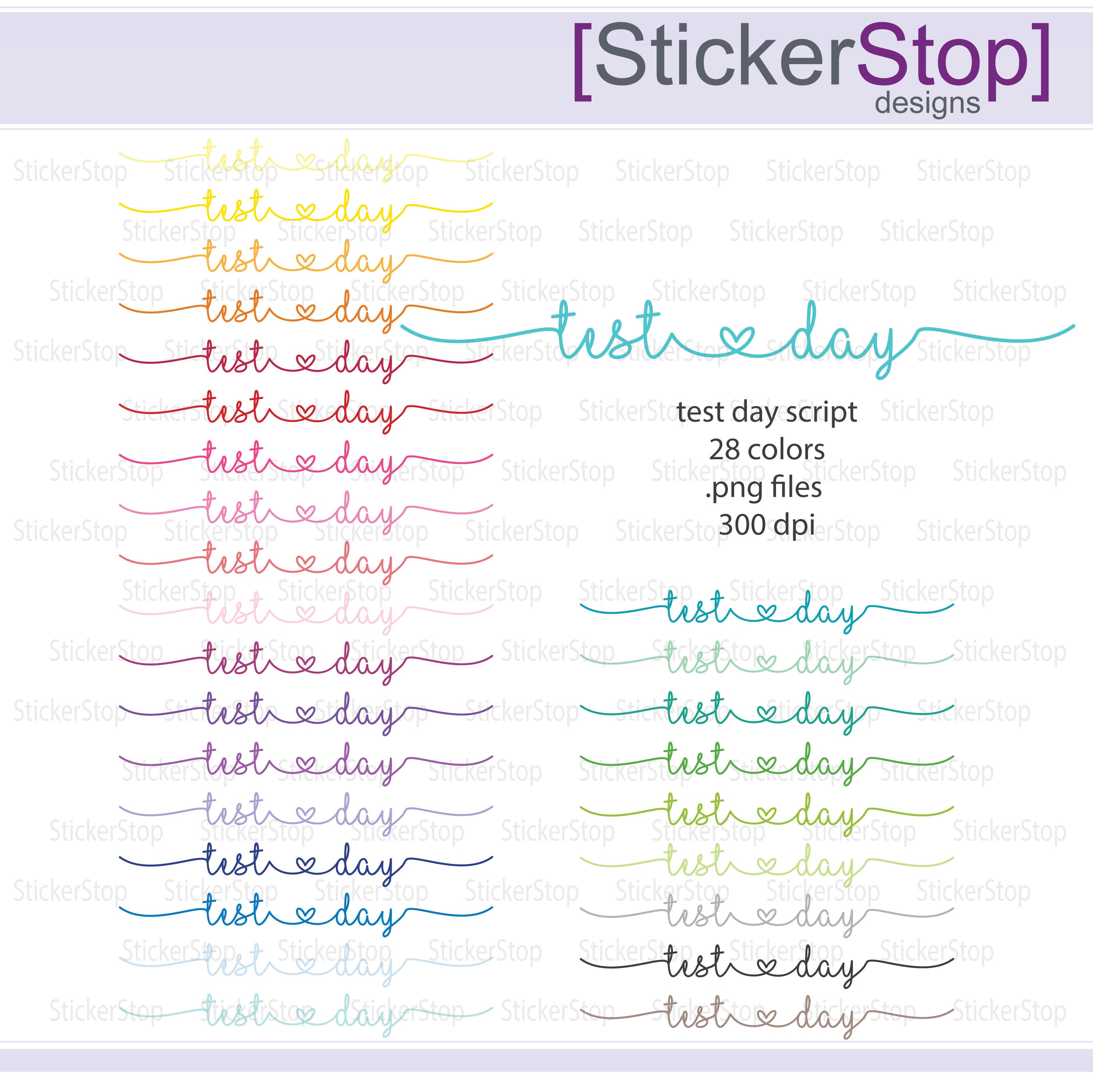 Test Day Script Icon Digital Clipart in Rainbow Colors - Instant ...