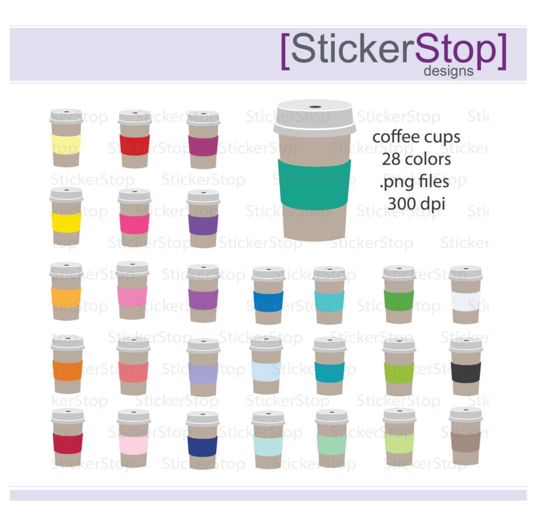 Coffee Cup Clipart 28 Colors, PNG Digital Clipart - Instant Download ...