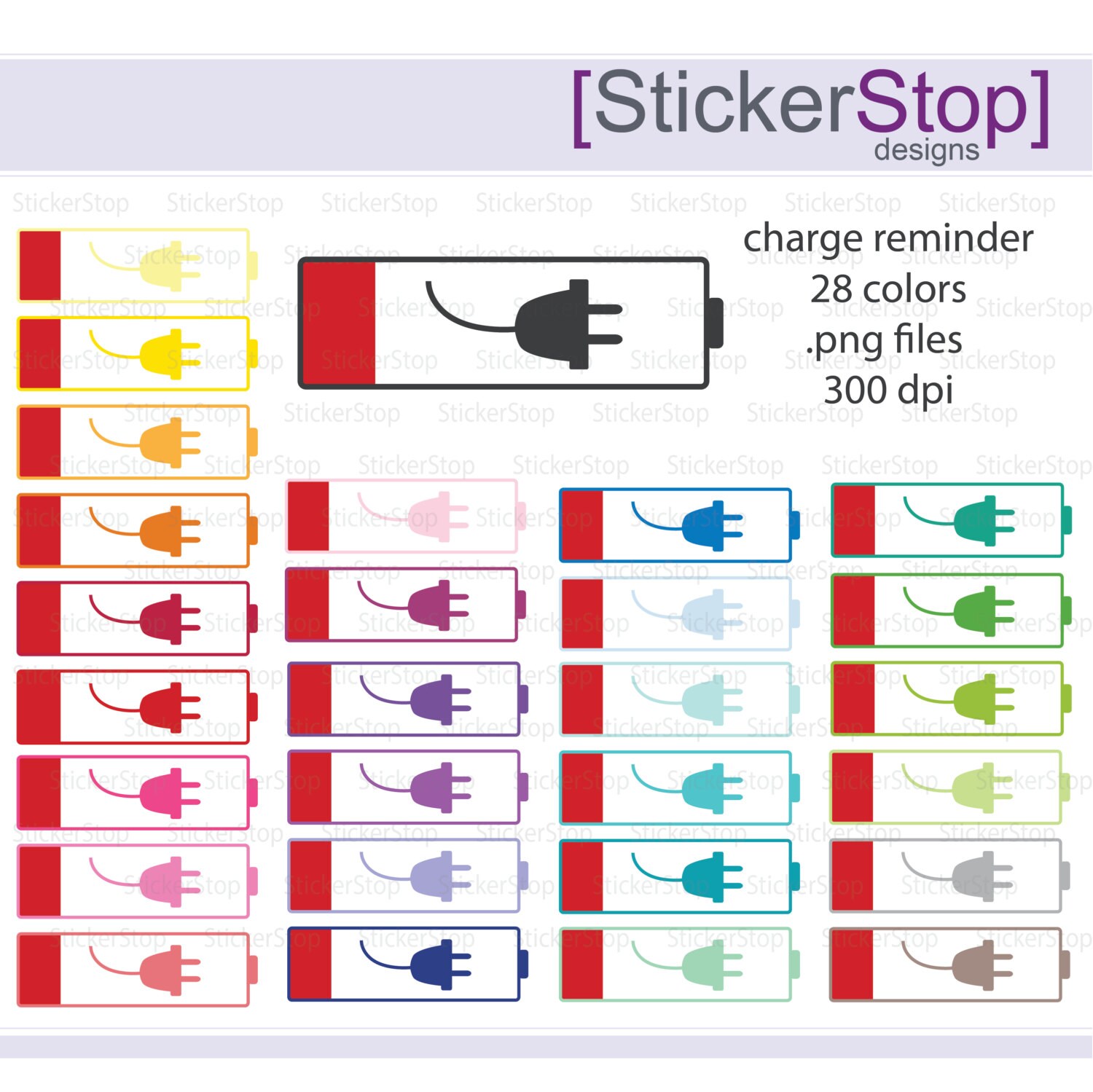 Charge Reminder 28 Colors, PNG Digital Clipart - Instant Download ...