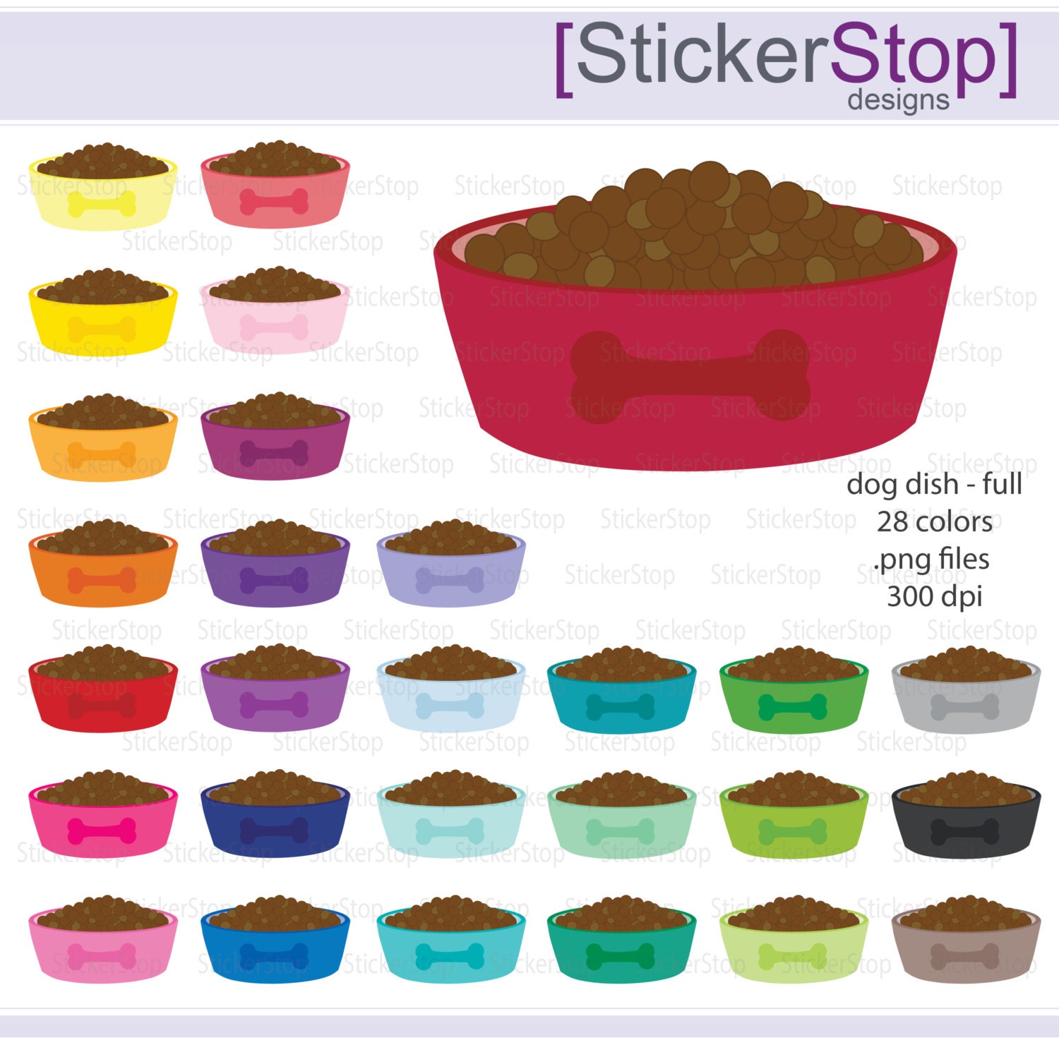 Puppy or Dog Food Dish Digital Clipart - Instant Download PNG Files - Etsy