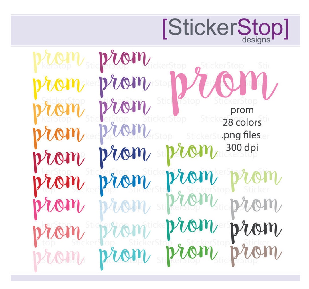 PROM Clipart 28 Colors, PNG Digital Clipart - Instant Download - Formal ...