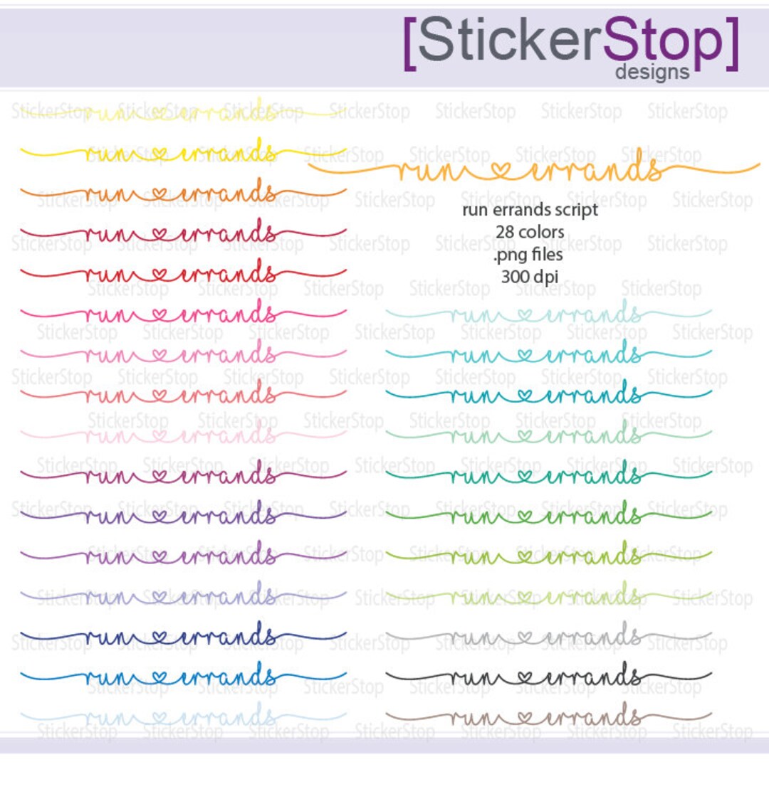 Run Errands Script Icon Digital Clipart in Rainbow Colors - Instant ...