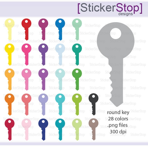 Round Key Icon Digital Clipart in Rainbow Colors Instant | Etsy