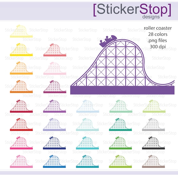 Roller Coaster Clipart 28 colors, PNG Digital Clipart - Instant ...