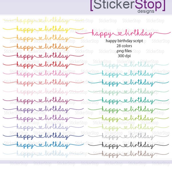 Happy Birthday Script Clipart - Etsy