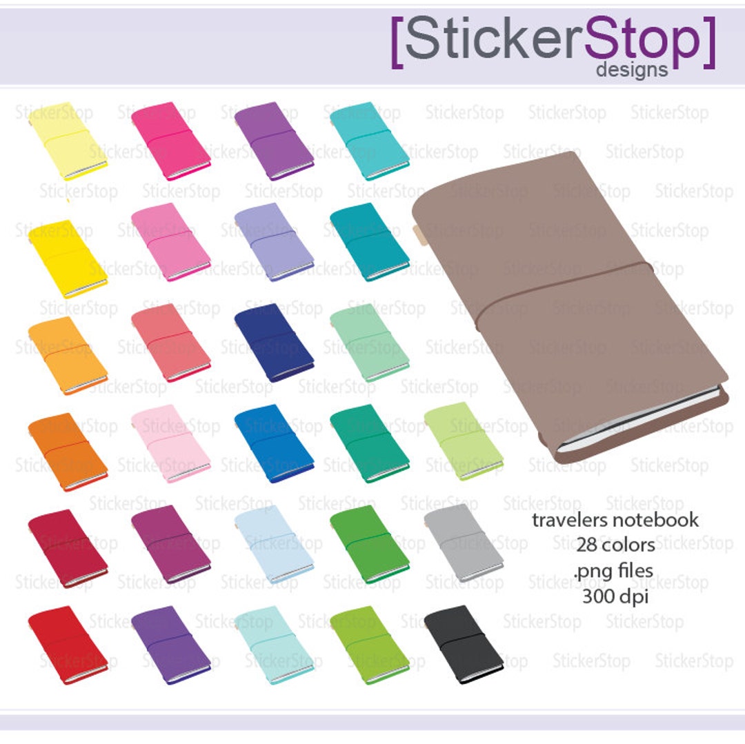 Travelers Notebook or Journal Icon Digital Clipart in Rainbow Colors ...