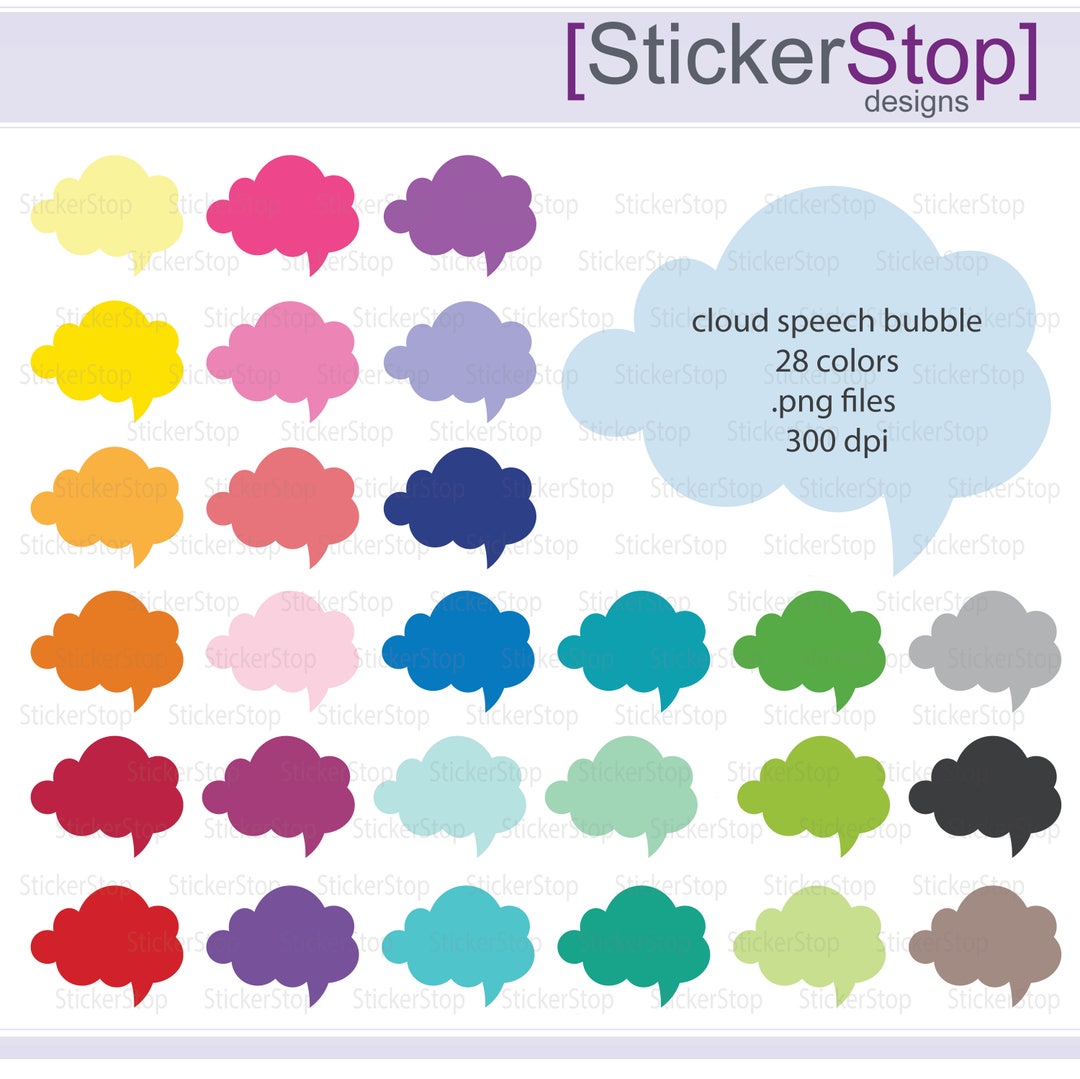 Cloud Speech Bubble Clipart, PNG Digital Clipart - Instant Download - Etsy