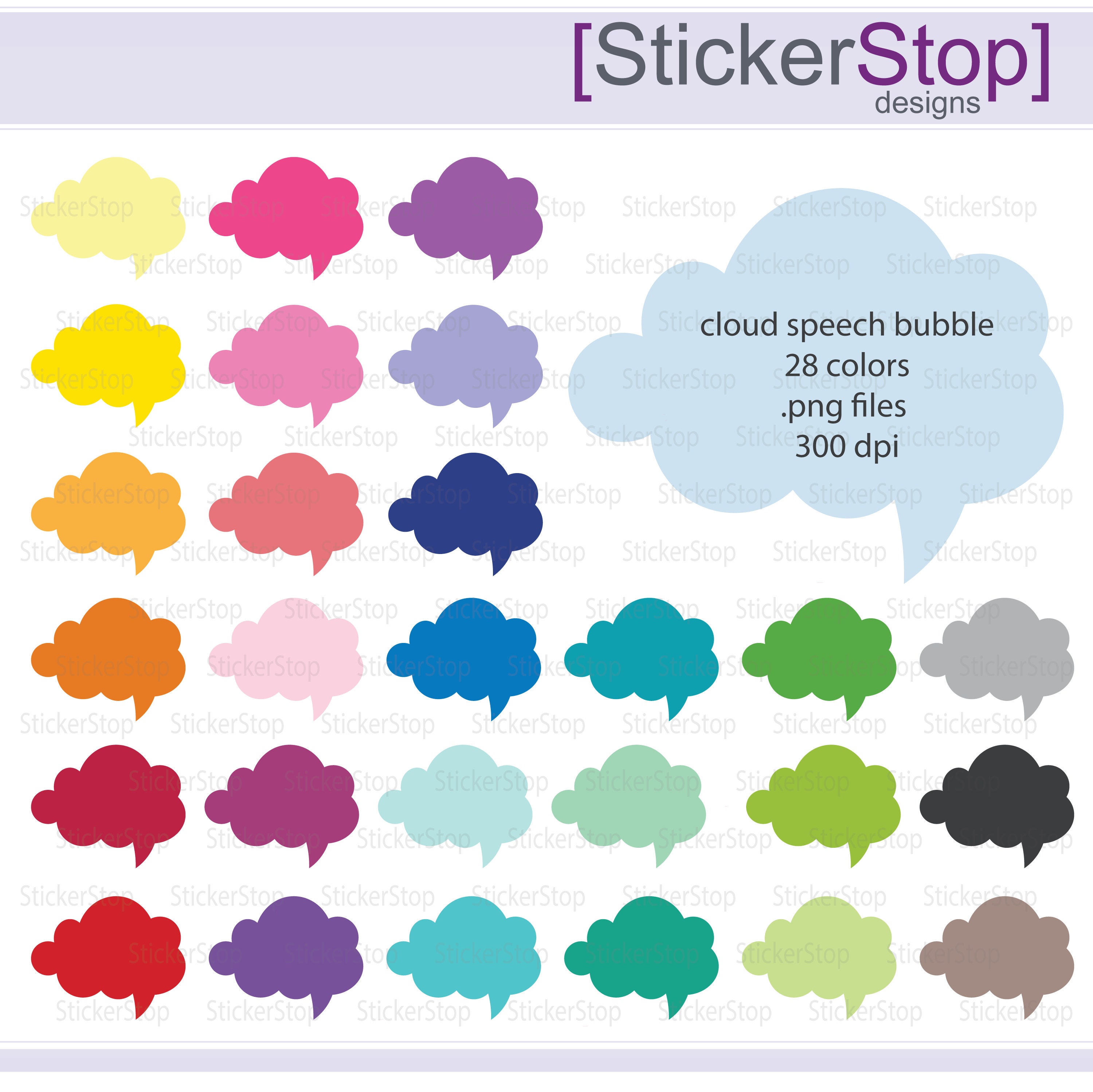 Cloud Speech Bubble Clipart, PNG Digital Clipart - Instant Download - Etsy