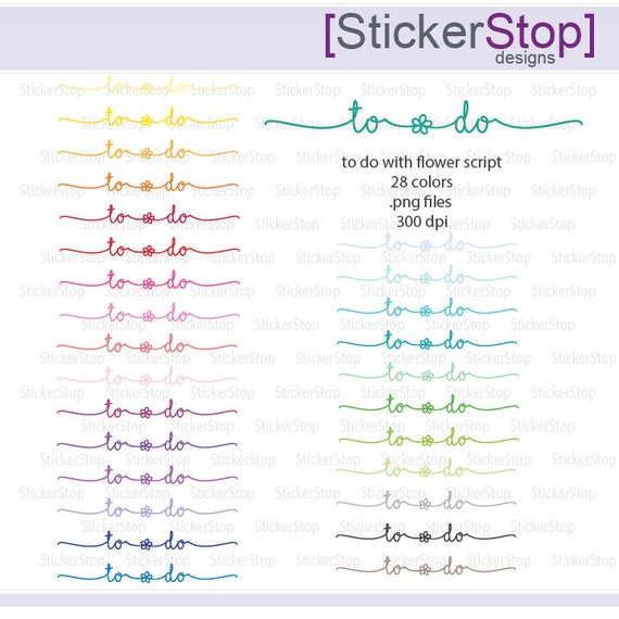 To Do Script with Flower Icon Digital Clipart in Rainbow Colors ...