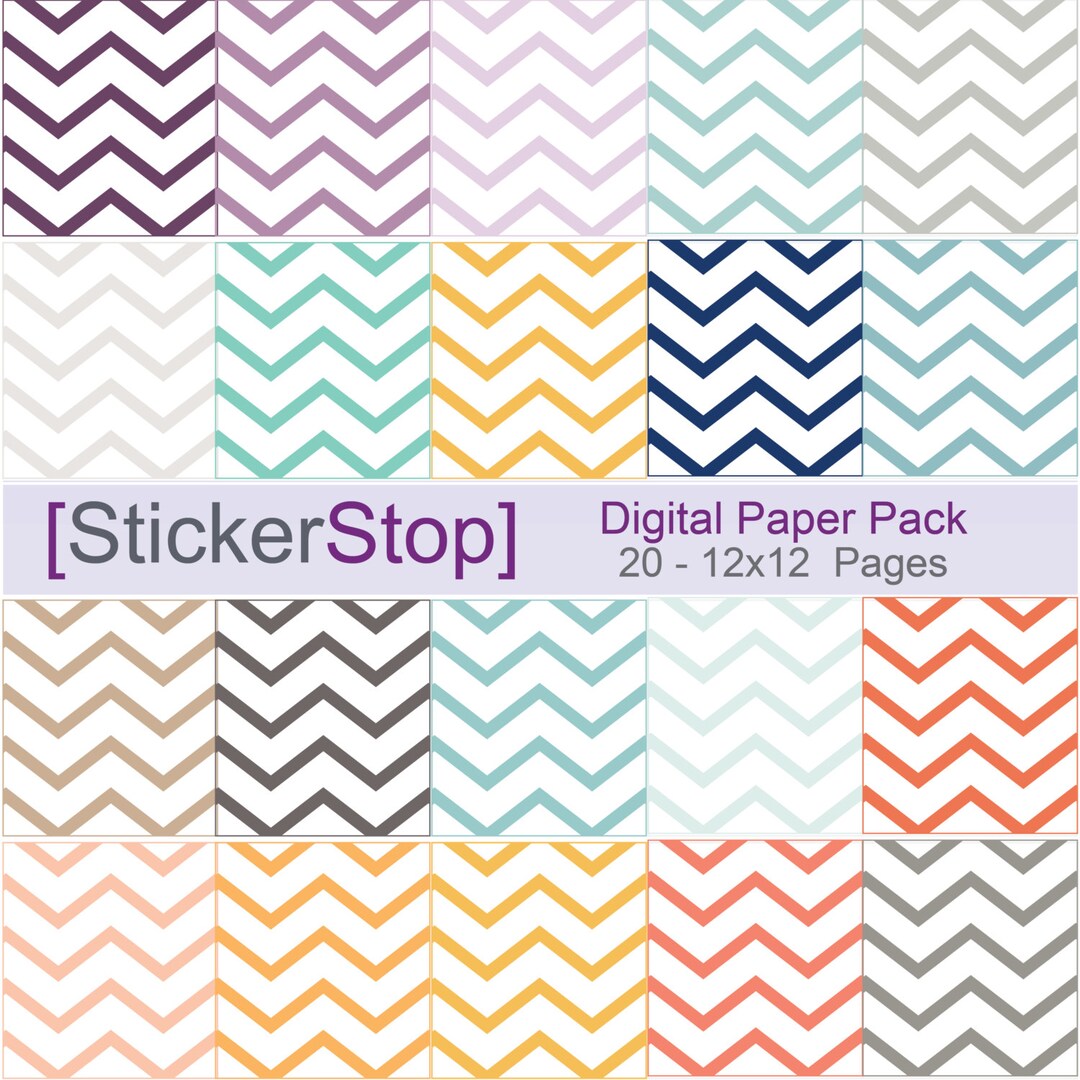 Chevron Original Inkwell Press Planner Inspired Colors Digital Paper ...