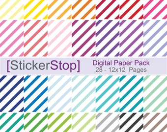 Striped Digital Paper Set in 28 Rainbow Colors Instant | Etsy