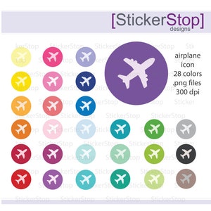 Airplane Icon Clipart 28 Colors, PNG Digital Clipart - Instant Download ...