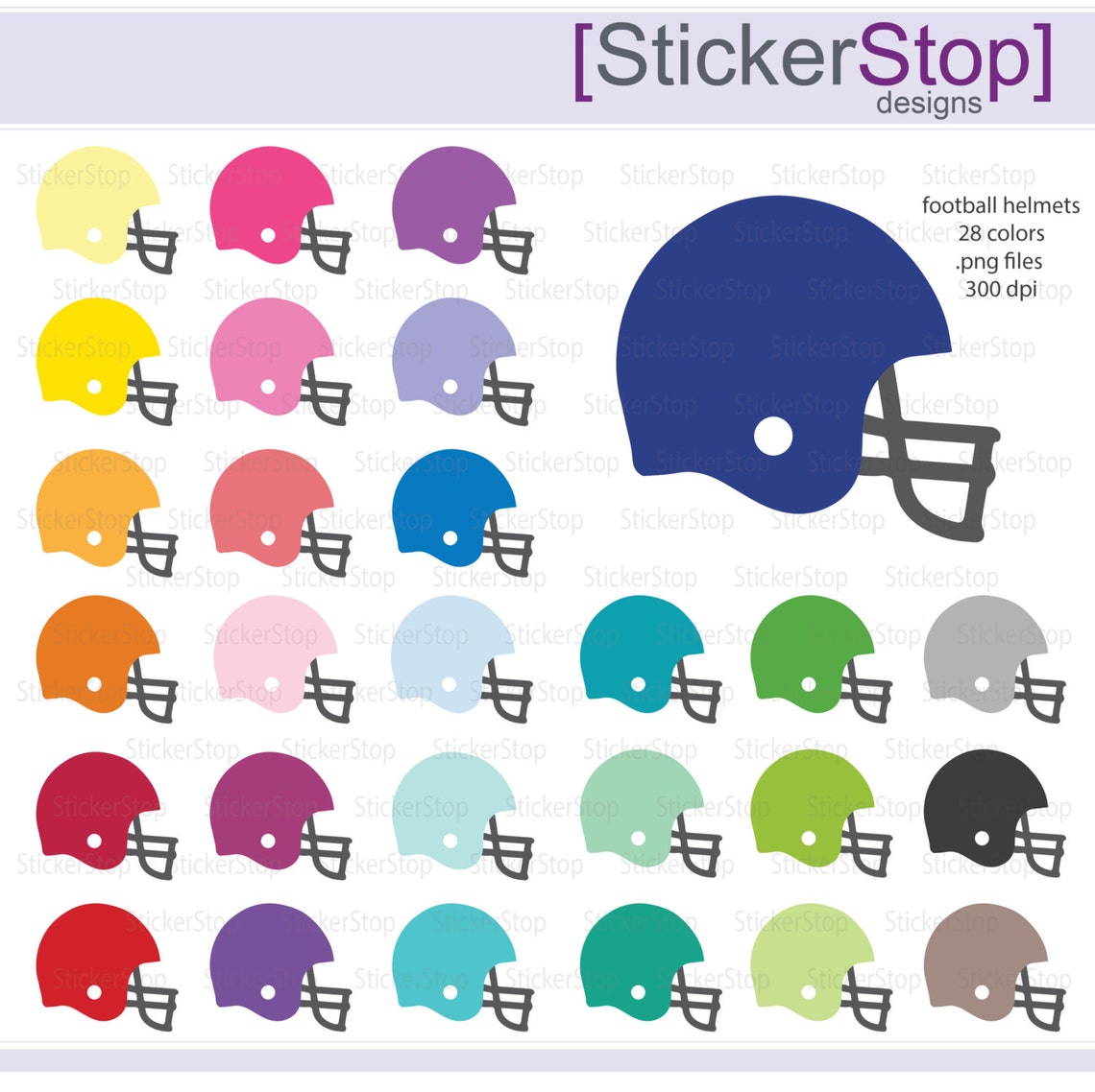 Football Helmet Icon Digital Clipart in Rainbow Colors - Instant ...