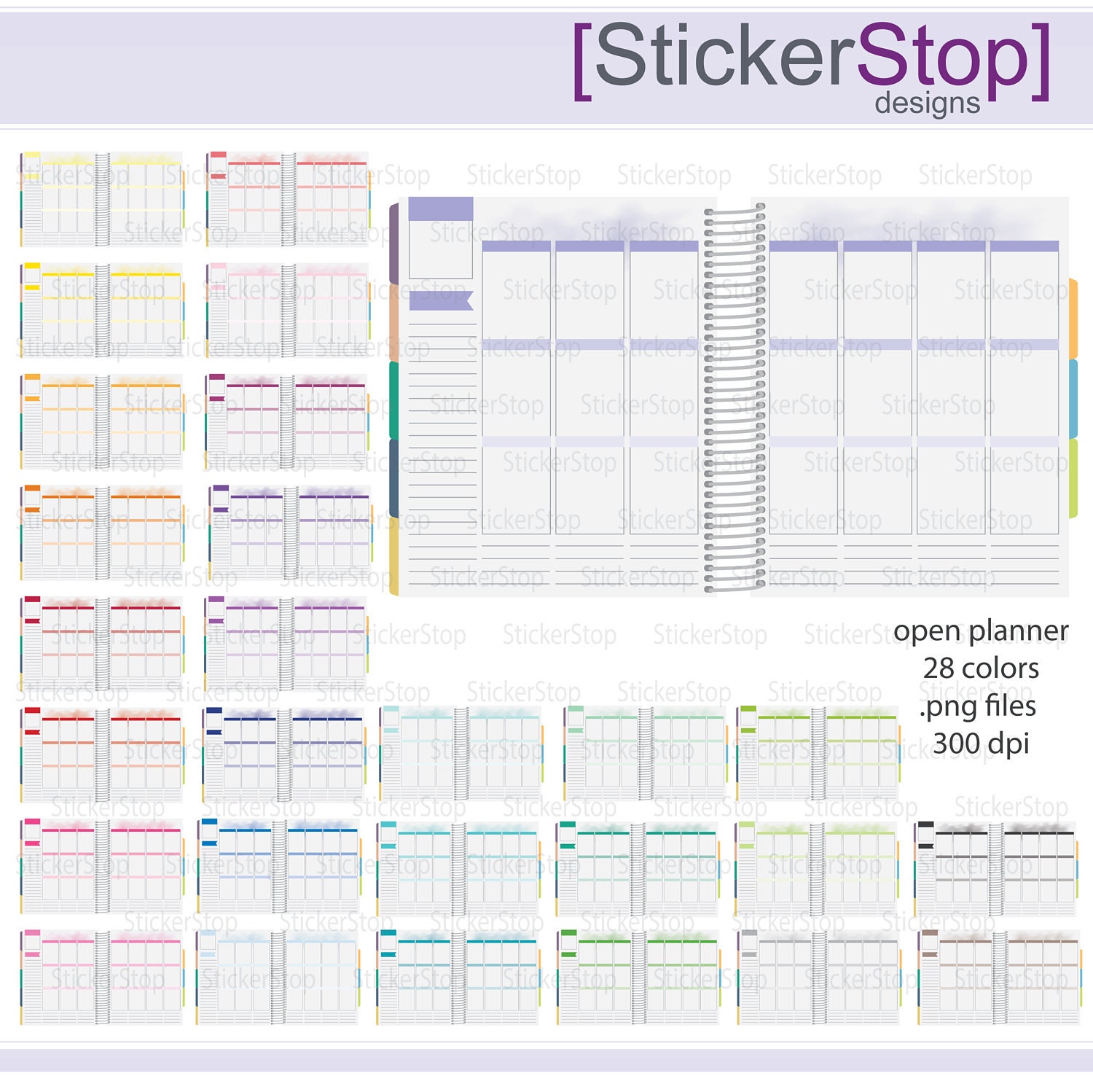 Open Planner Notebook Clipart 28 Colors, PNG Digital Clipart Instant ...