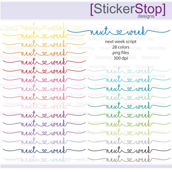 Next Week Script Icon Digital Clipart in Rainbow Colors - Instant ...