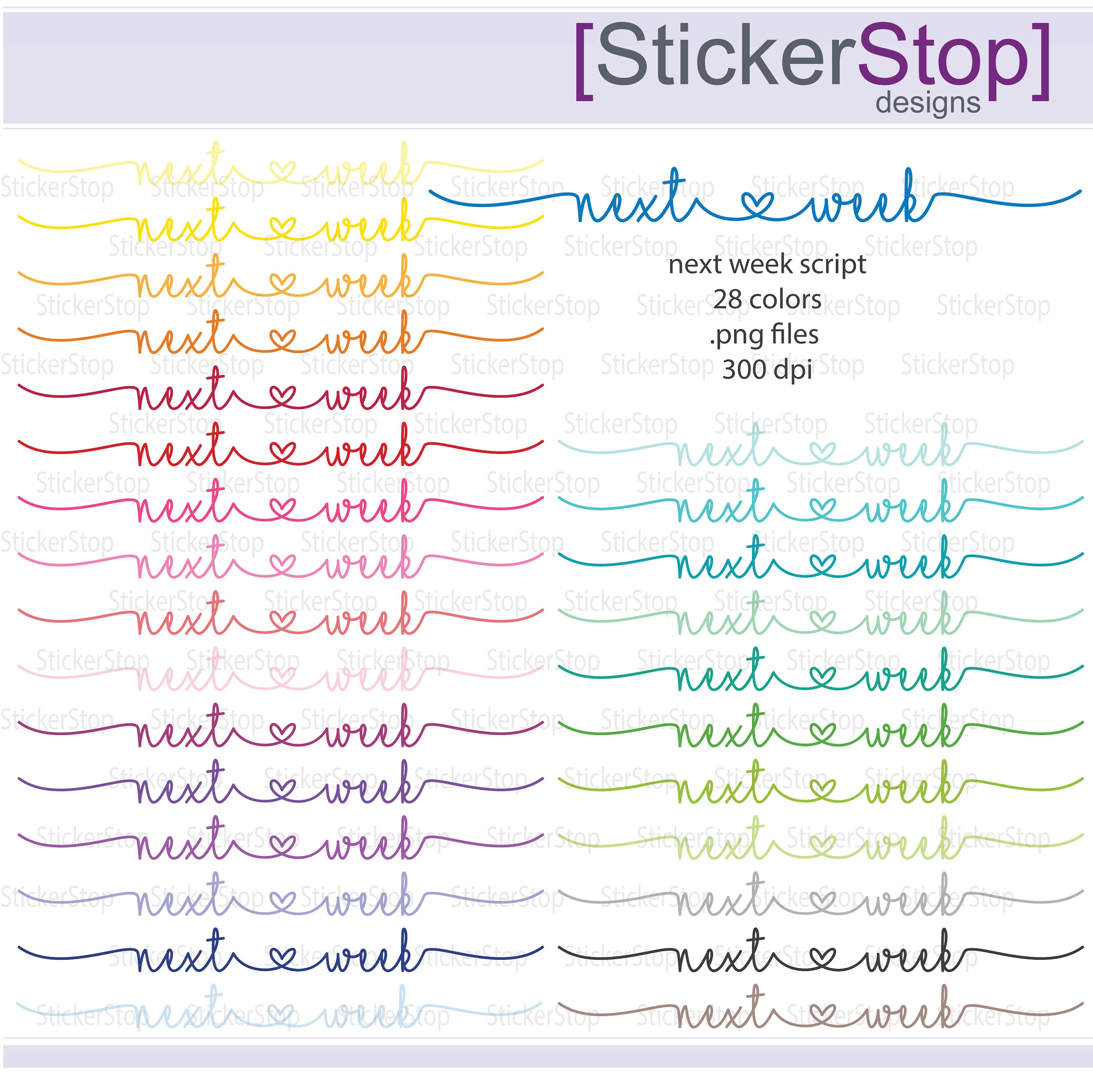 Next Week Script Icon Digital Clipart in Rainbow Colors Instant ...