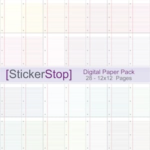 Notebook Paper With Colored Lines Digital Paper Set in 28 Colors ...