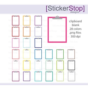 Blank Clipboard Rainbow Clipart 28 Colors, PNG Digital Clipart ...