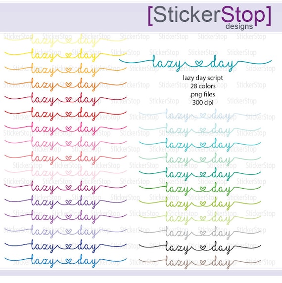Lazy Day Icon Digital Clipart in Rainbow Colors - Instant download PNG ...