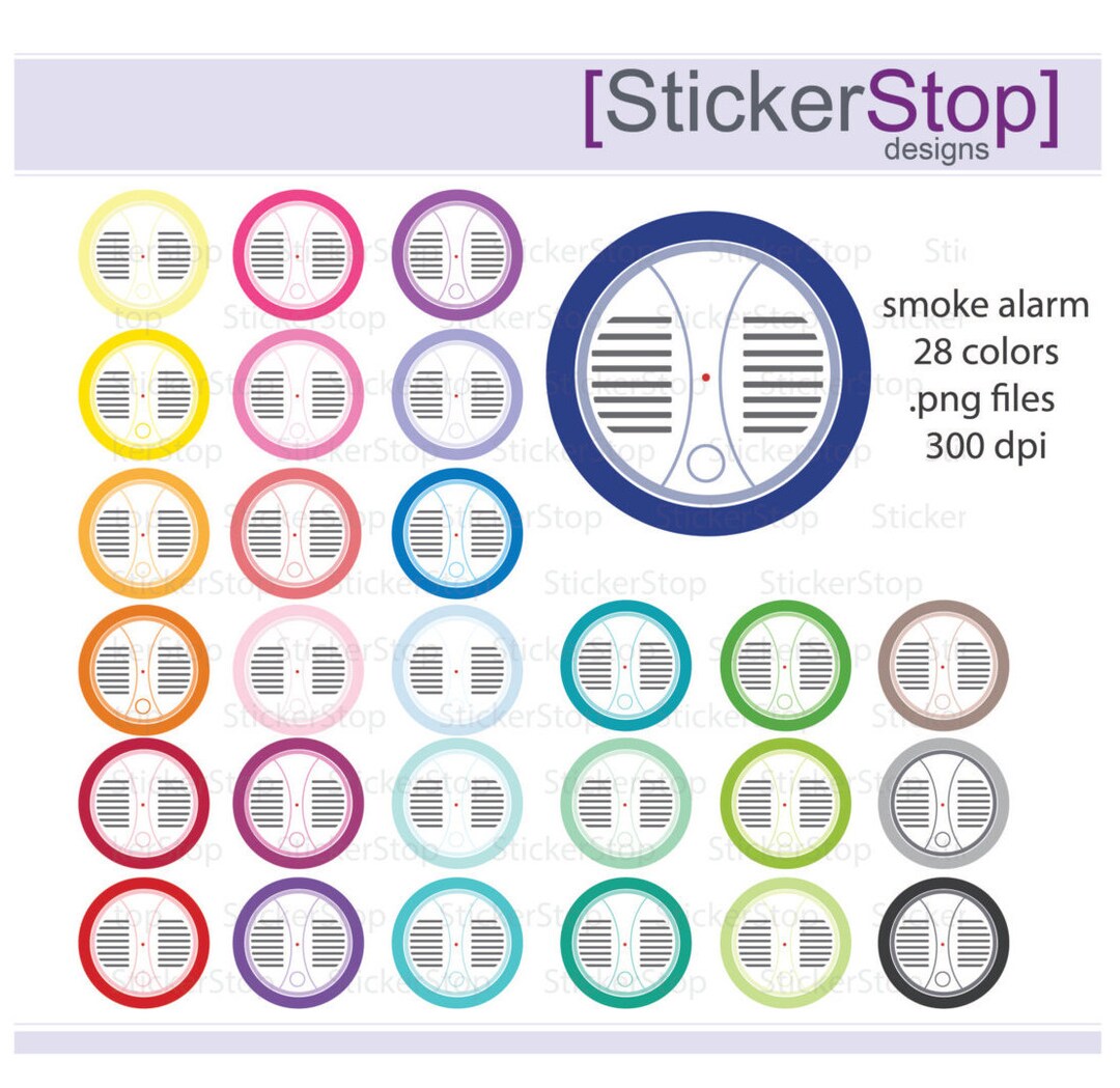 Smoke Alarm Batteries Clipart 28 Colors, PNG Digital Clipart - Instant ...