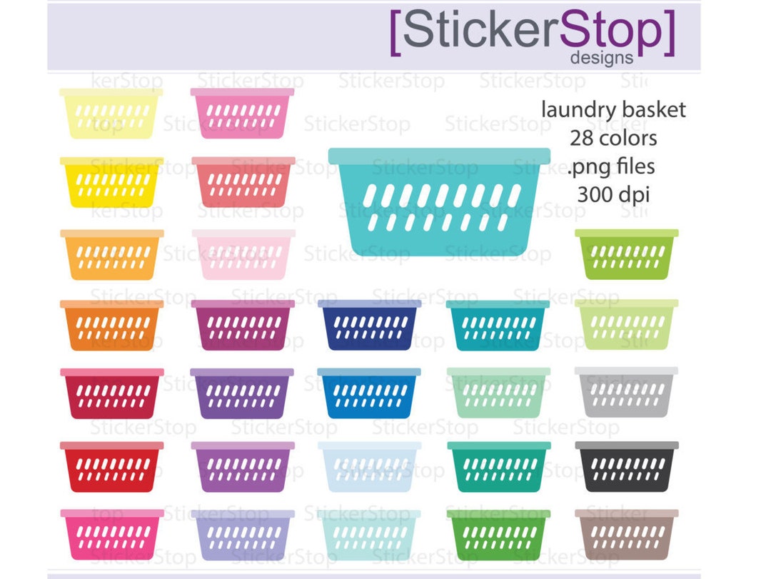 Laundry Basket Clipart 28 Colors, PNG Digital Clipart - Instant ...