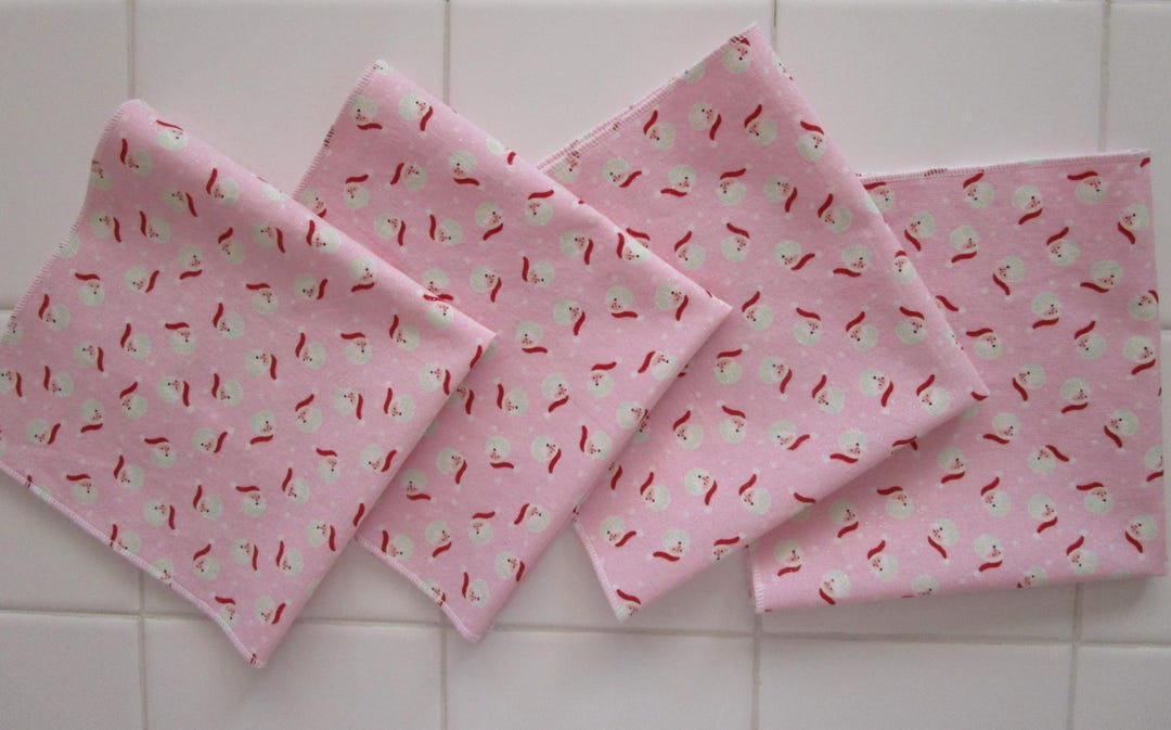 Santa Claus Napkins Pink Cloth Snack Napkins Reusable Eco-friendly ...
