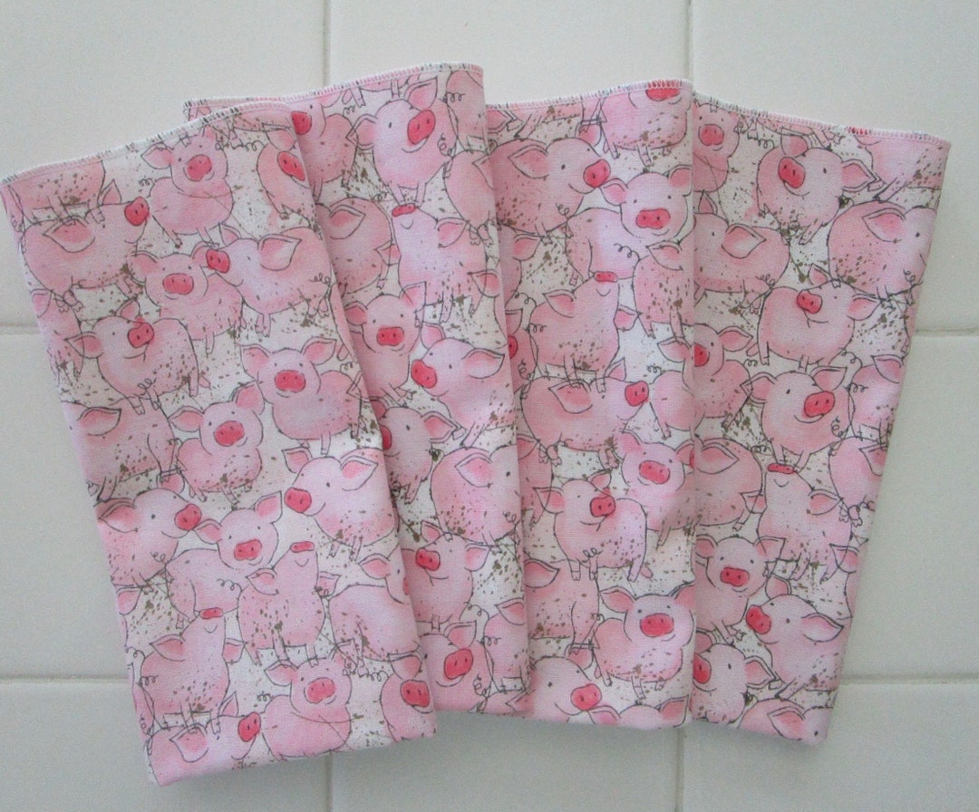 Pig Lunch Napkins Farm Theme Cloth Napkins Pink Piggy Birthday Party ...