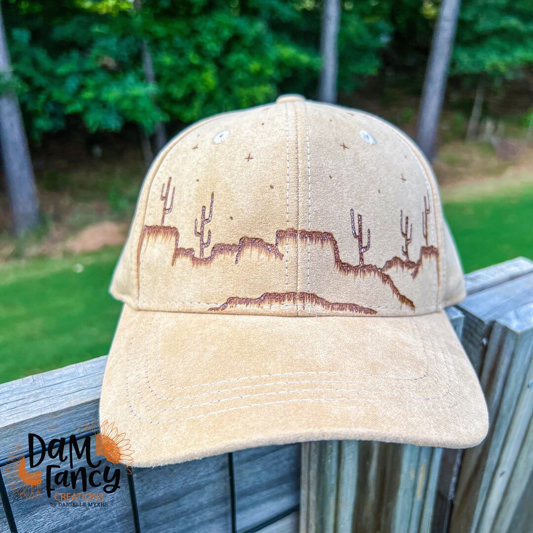 Beige Desert Landscape Burned Ball Cap FREE SHIPPING Cactus Baseball ...