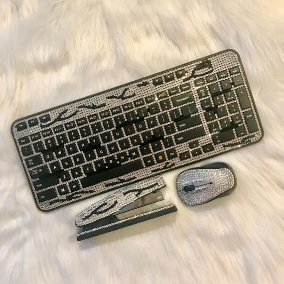 Bling keyboard crystal computer keyboard bling office set | Etsy