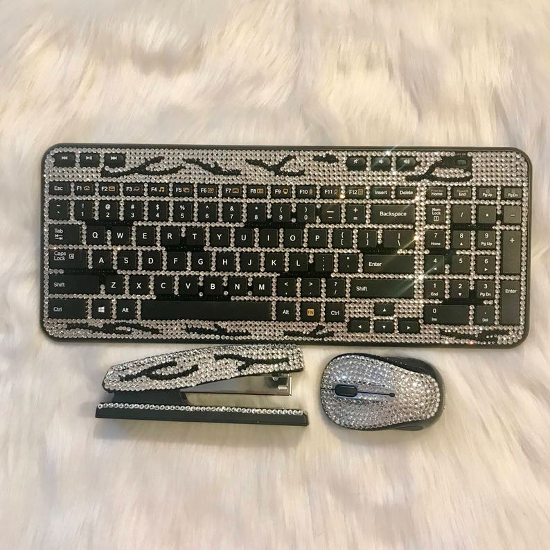 Bling keyboard crystal computer keyboard bling office set | Etsy