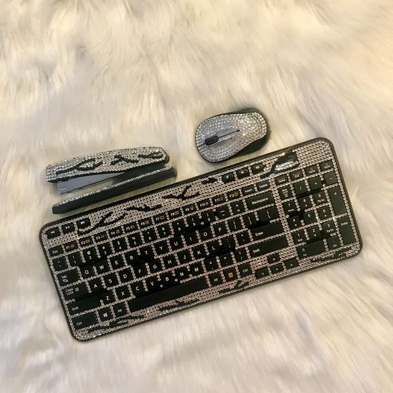Bling keyboard crystal computer keyboard bling office set | Etsy