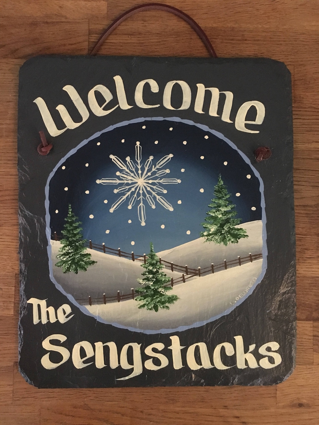 Hand Painted Sign, Personalized Slate, Welcome Snowflake, 12 X 16 ...