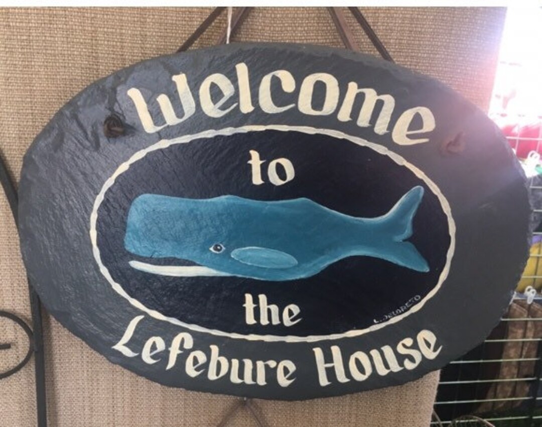 Whale Welcome, Slate Sign, Personalized Sign, Nautical Welcome ...
