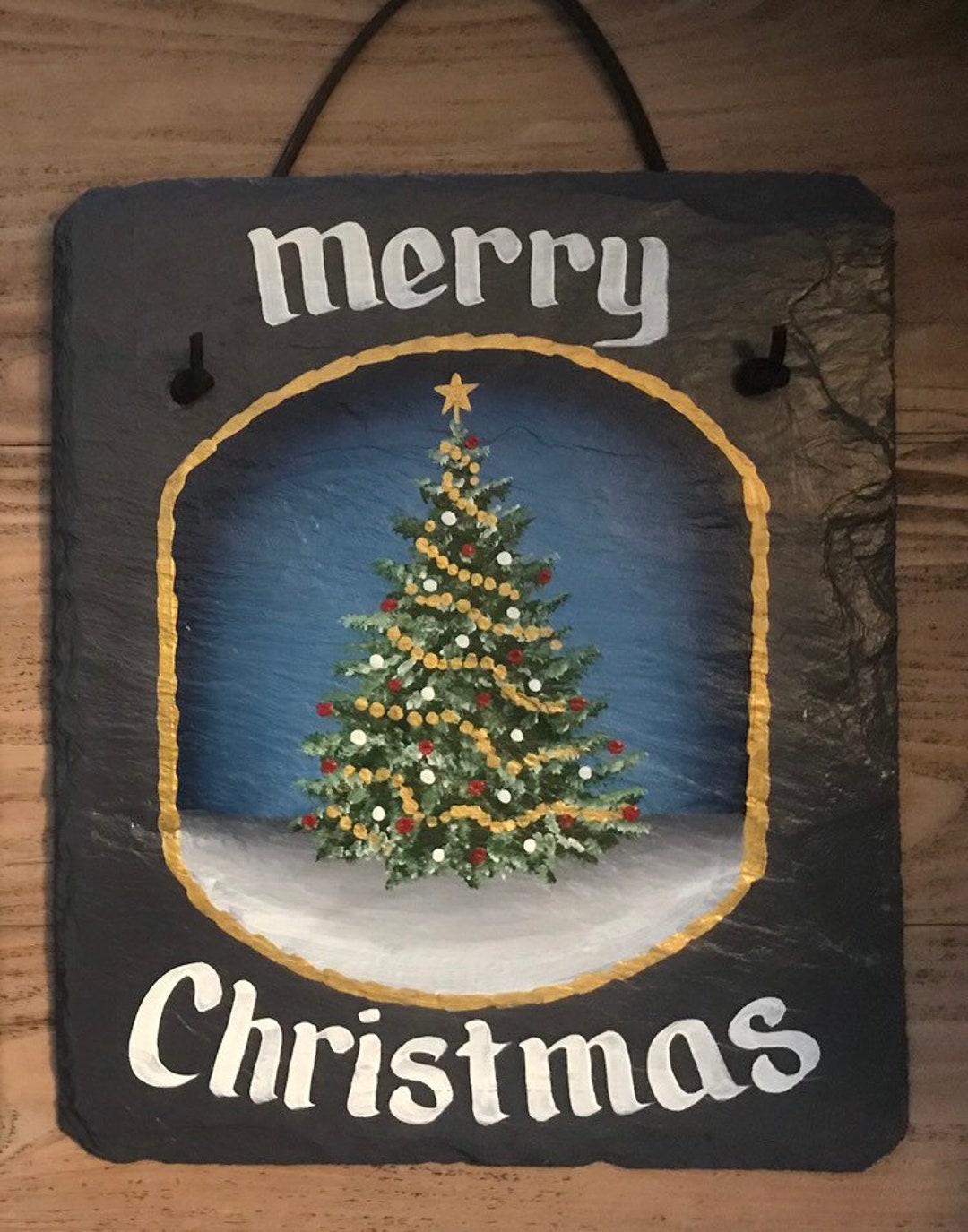 Handpainted Personalized Christmas Tree, Christmas Slate, Welcome Sign ...