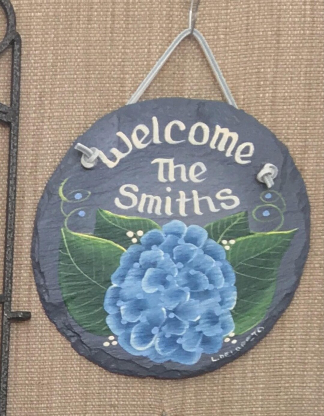 Small Handpainted Hydrangea, Personalized Small Hydrangea Welcome Sign ...