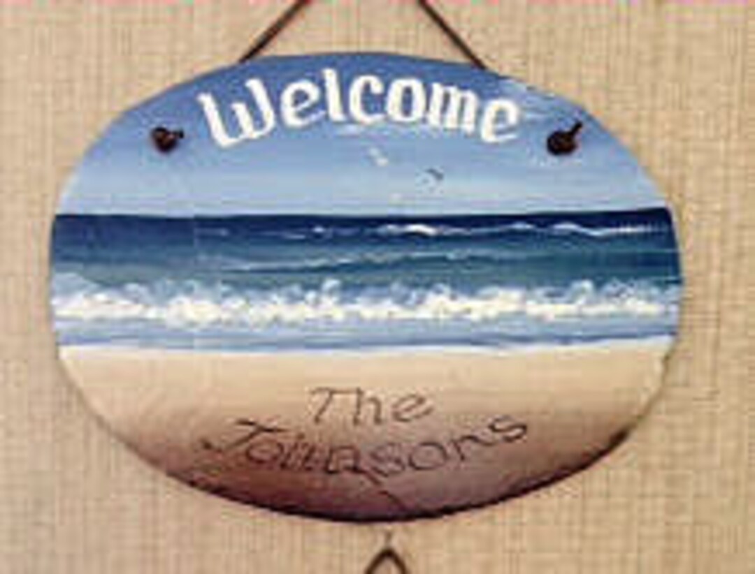 Hand Painted Slate Sign, Personalized Gift, Waves Beach, Decorative ...