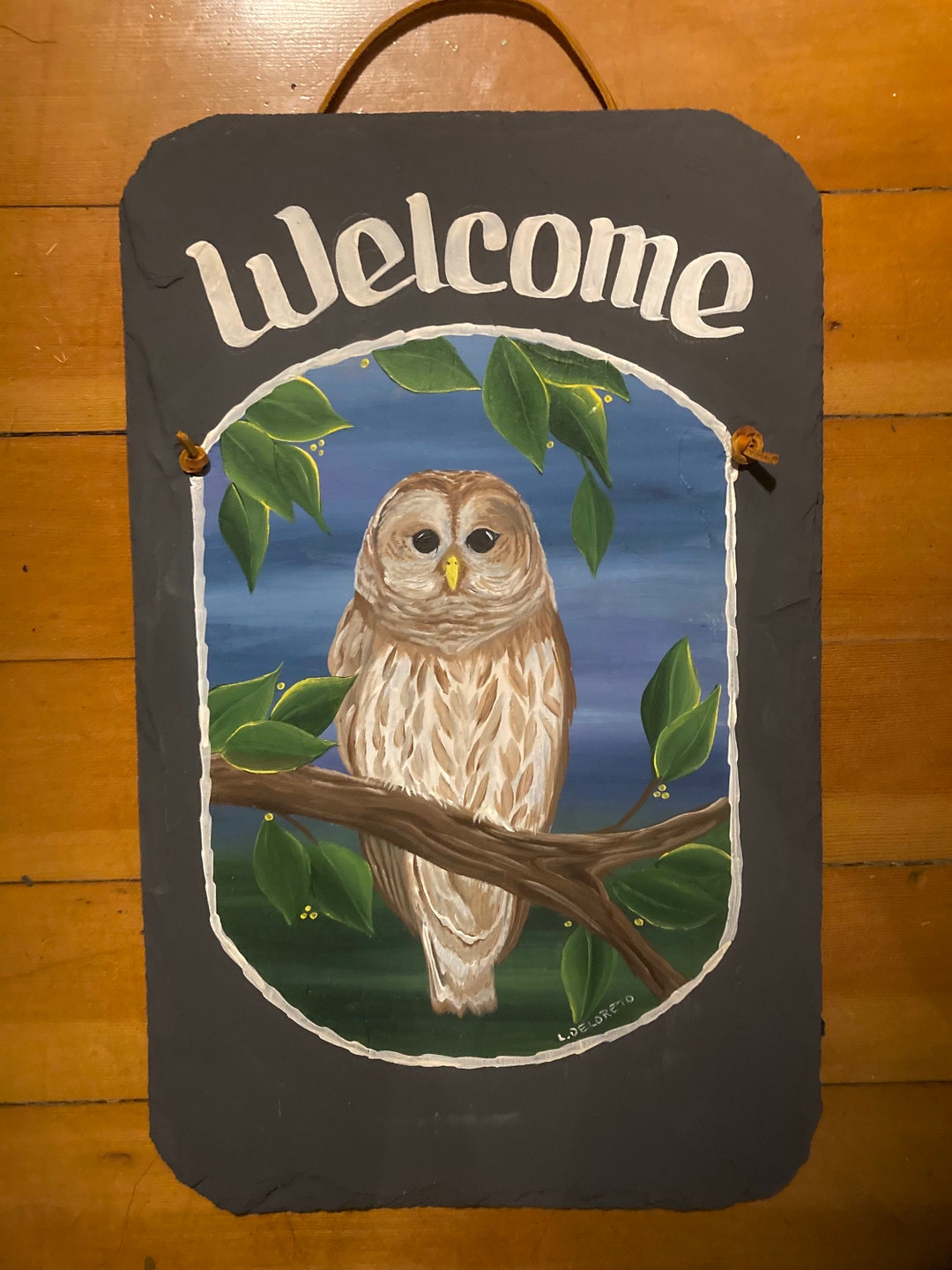 Barred Owl, Welcome Sign Owl, Slate Welcome Owl, Great Horned Owl Sign ...
