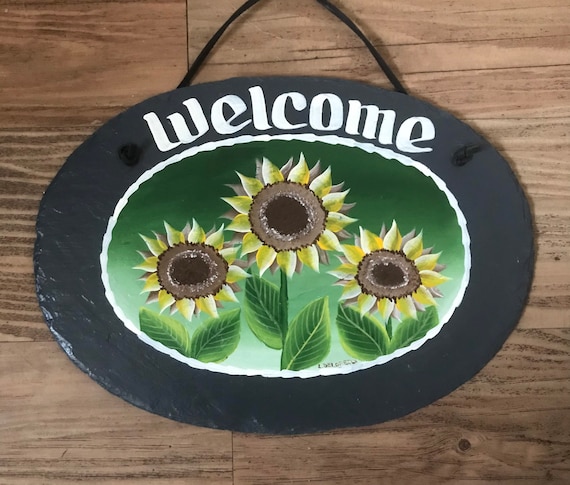 Hand Painted Slate Decorative Garden Sunflower Sunflower | Etsy