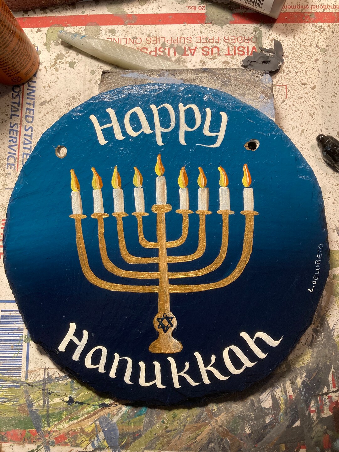 Small 7” Handpainted Personalized Hanukkah, Hanukkah Slate, Welcome ...