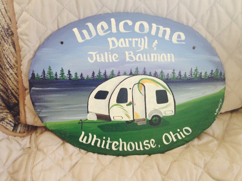 Personalized Camper, Hand Painted Sign, Welcome Camper, Decorative ...