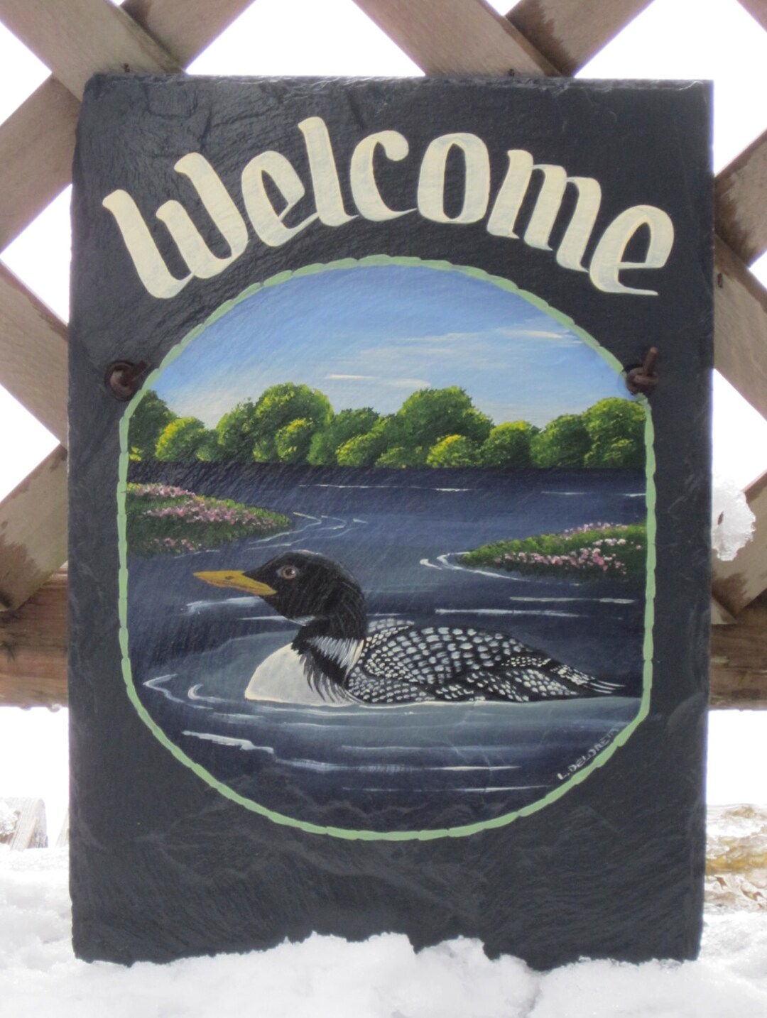 Loon Decorative Sign Loon Sign Hand Painted Personalized - Etsy