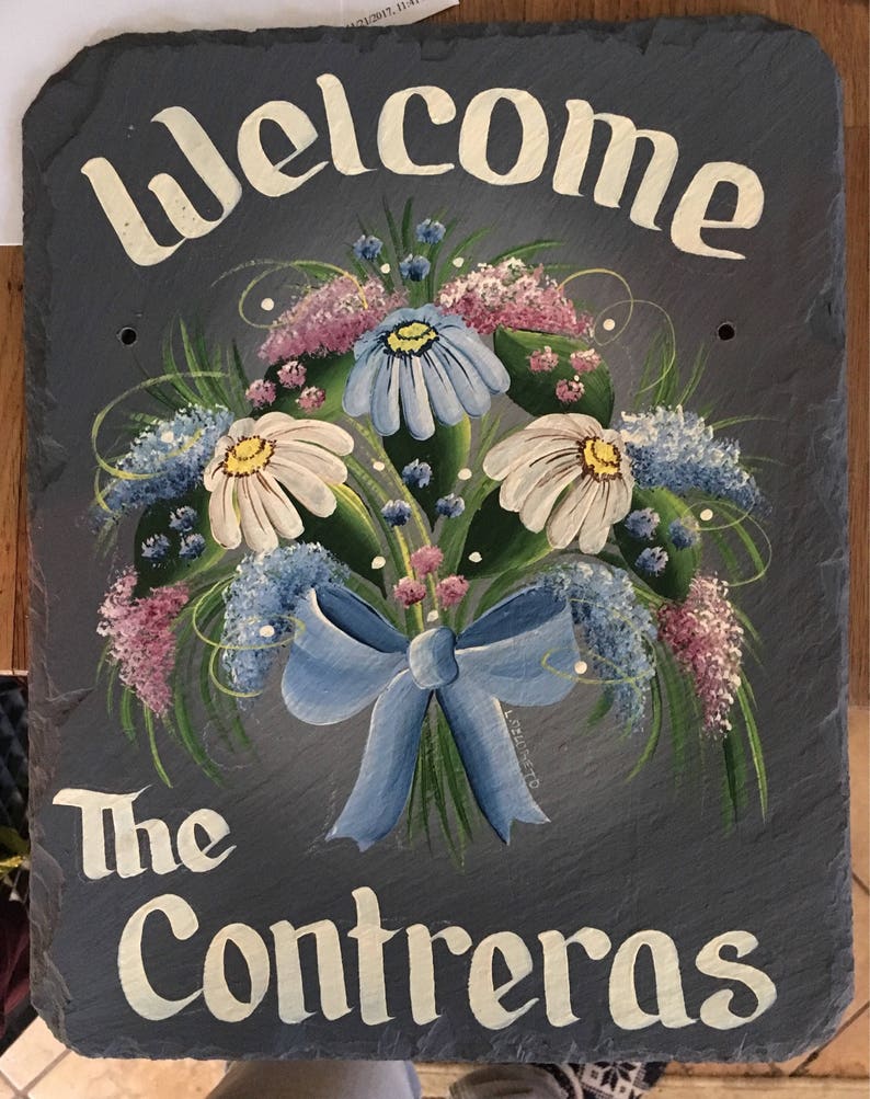 Hand Painted Slate Personalized Sign Daisy Sign Floral - Etsy