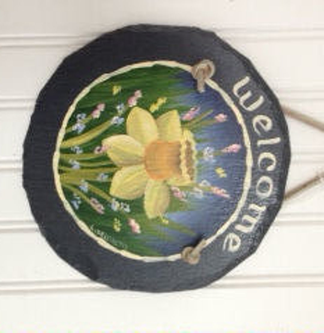 Handpainted Spring Daffodil Personalized Small Welcome Sign - Etsy
