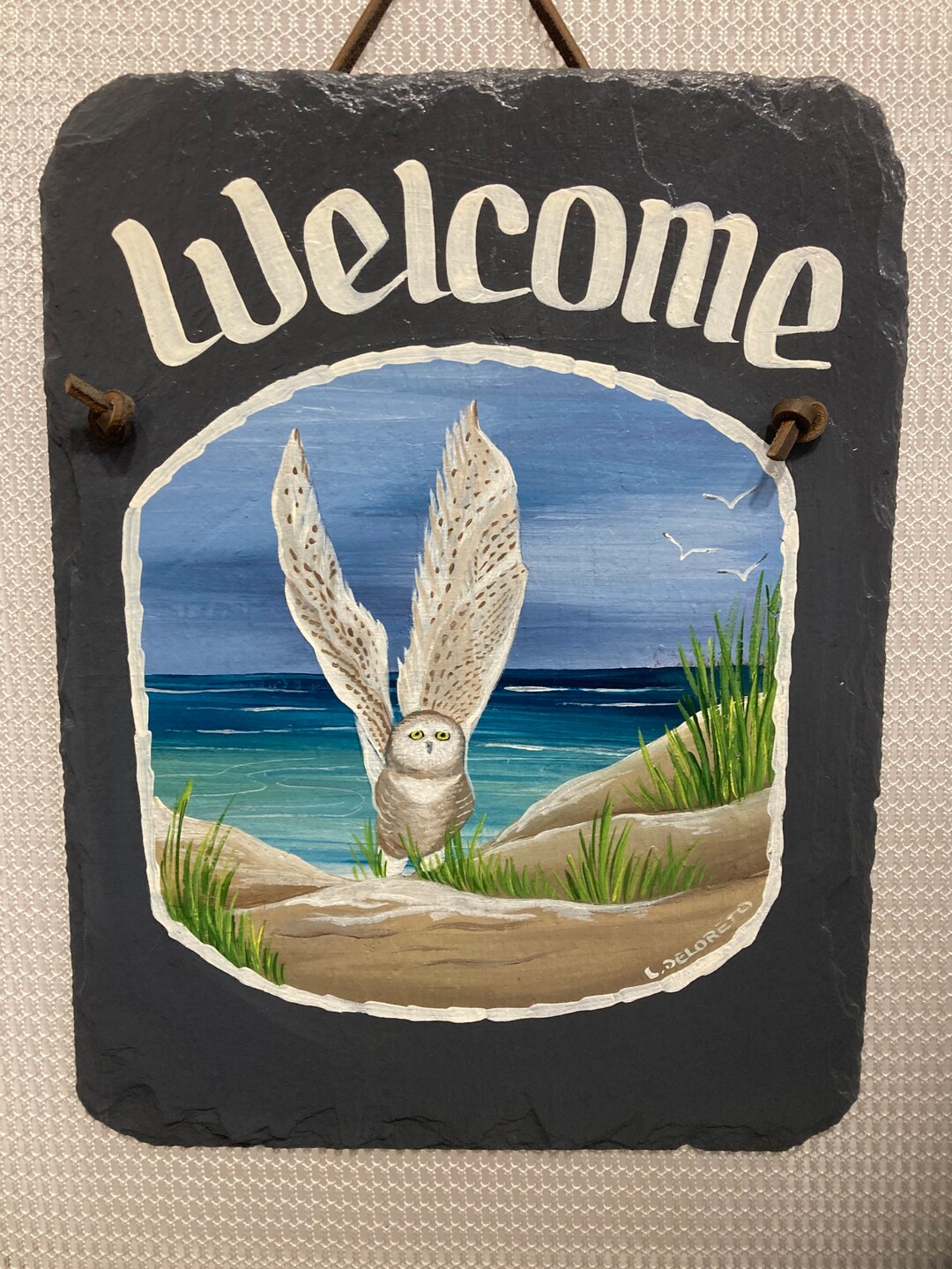Snowy Owl, Welcome Sign Owl, Slate Welcome Owl, Snowy Owl Sign ...