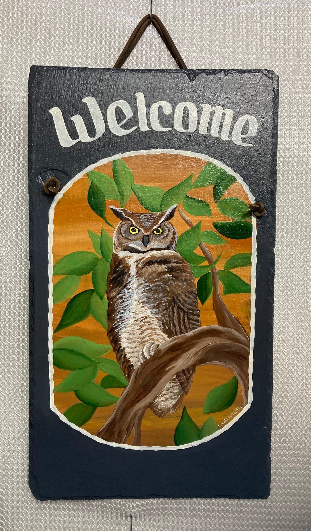 Great Horned Owl, Welcome Sign Owl, Slate Welcome Owl, Great Horned Owl ...